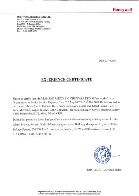 Colony Textile Experience Letter | PDF