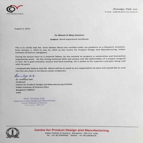 Work Experience Letter | PDF