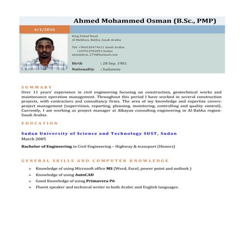 Ahmed M. Osman_CV_2016 | PDF