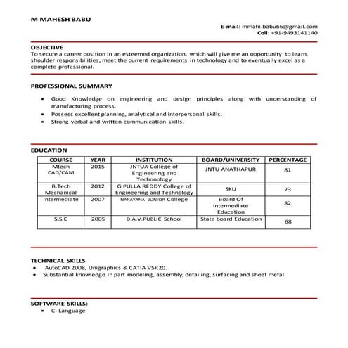 MAHESH RESUME | DOCX | Science