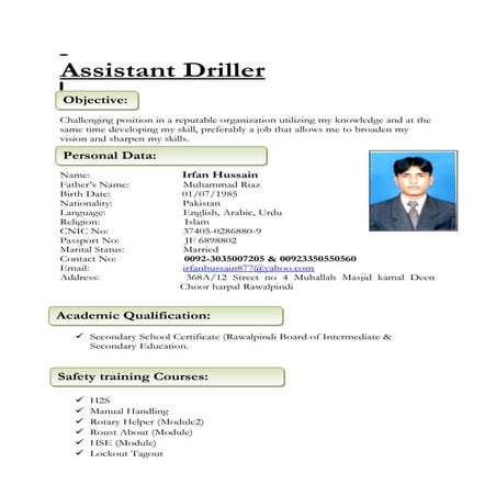 Irfan Hussain CV AD | DOC