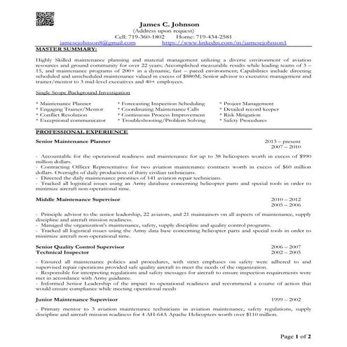 James C. Johnson - Master Summary Resume | PDF