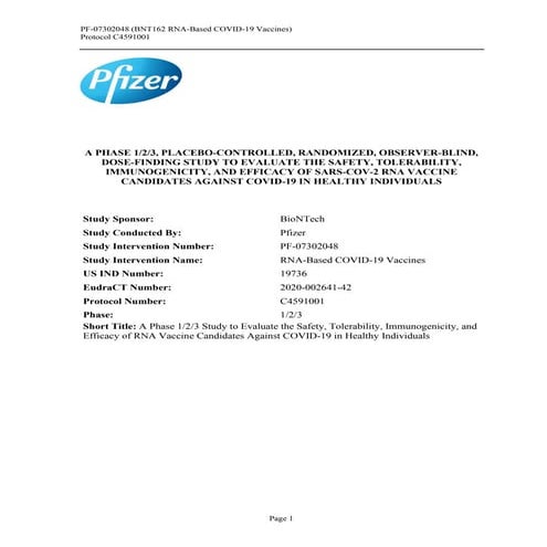 BULA pfizeR C4591001 clinical protocol_nov2020_pfizer_bio_n_tech | PDF