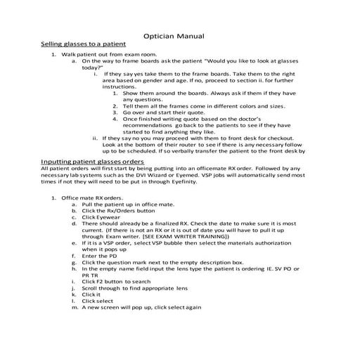 Optician Manual | DOCX