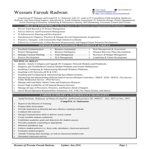 Wessam Farouk Radwan Resume V1.0 (2016) | PDF