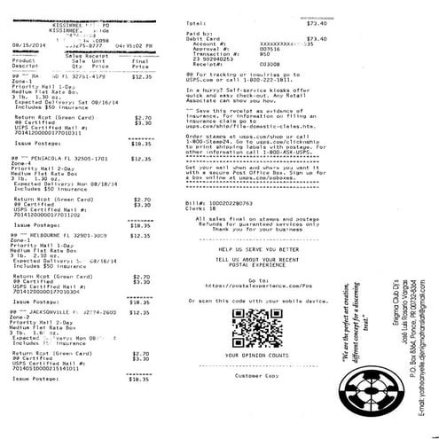 USPS Receipt Proposals