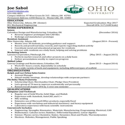 spring 2k17 resume | DOCX