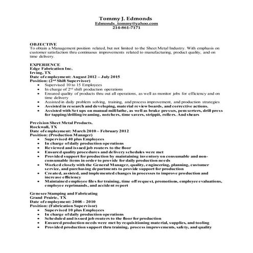 Danny's Resume Only | DOCX