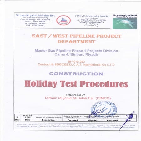 Holiday Test Procedures | PDF