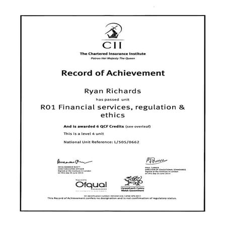 Richards R CII R01 Record of Achievement 14.7.14