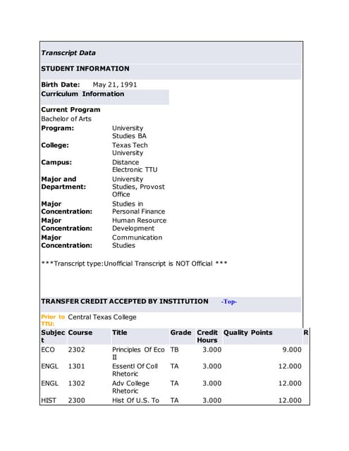 TCC Transcript | PDF