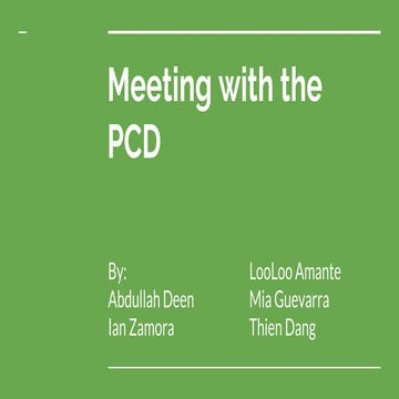 PCD Meeting Presentation | PPT