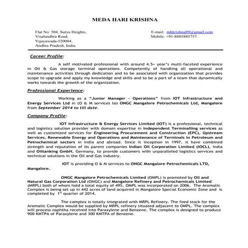 Hari Krishna Resume | DOCX
