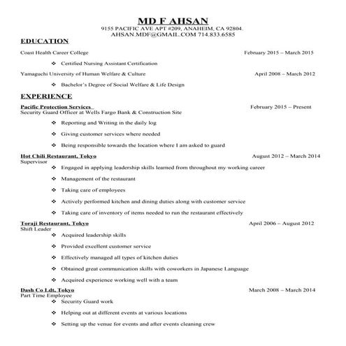 Benjamin Resume | DOCX