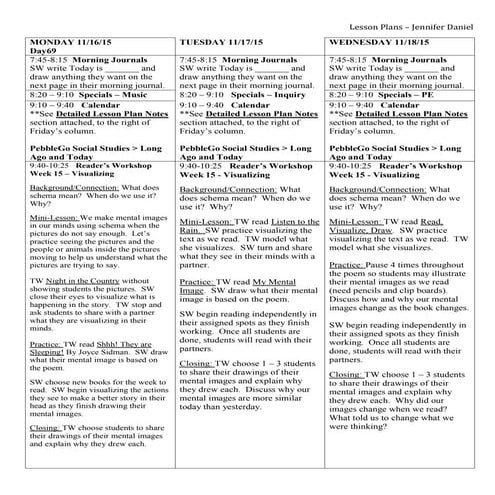 Kindergarten Lesson Plan Example | PDF