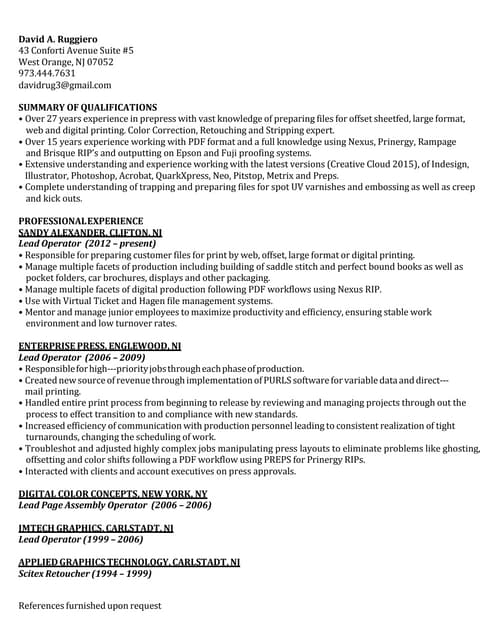 GUSTAVO GOMEZ-Resume-Prepress Operator-10-01-16 | PDF