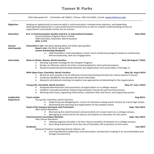 Senior Year Resume | DOC