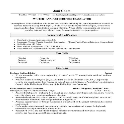 Cham.Resume-Feb2016 | PDF