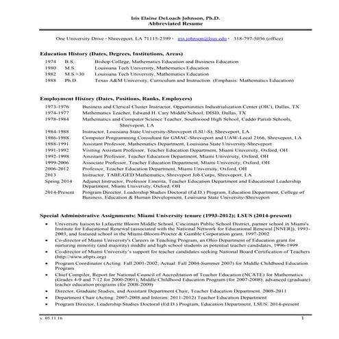 Iris_DJohnson_Resume Highlights_1992-2016 | PDF