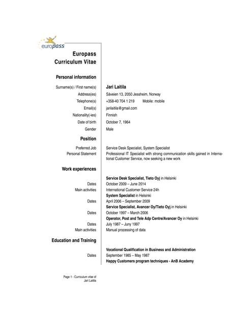 Ari cv englanniksi | PDF | Education