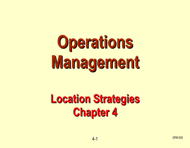 Operations management chapter: facility location | PPT
