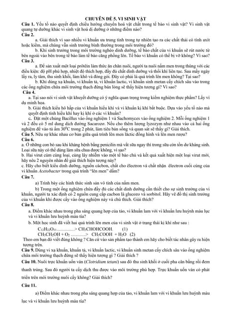 Bồi dưỡng học sinh giỏi sinh học 10-chuyên đề 1 | PDF