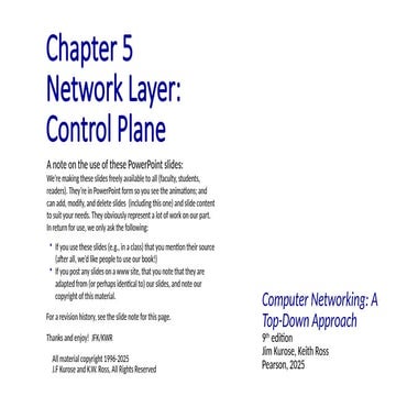 Network layer control plane: our goals Network layer control plane: our ...