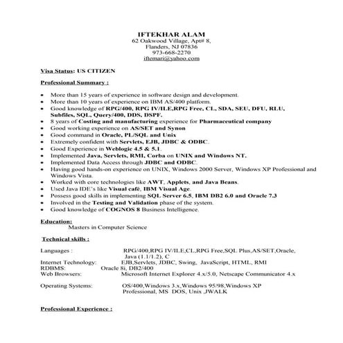 AS400 WMS resume | DOCX