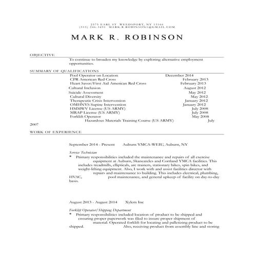 Mark Robinson Resume | RTF