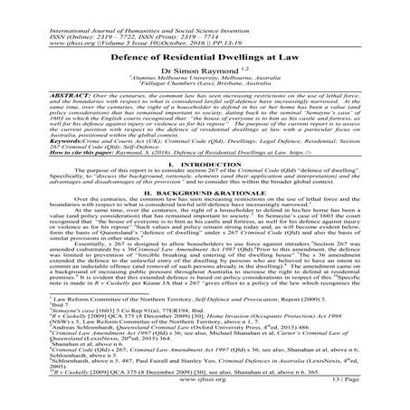 Defence of Residential Dwellings at Law | PDF