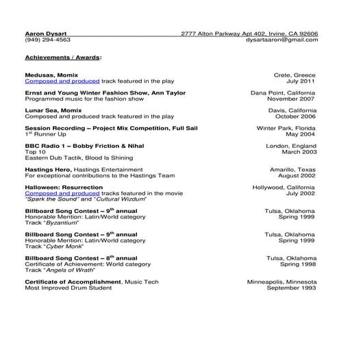 Aaron Dysart_Discography | PDF