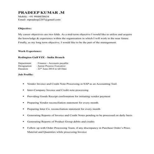 Pradeep resume | PDF