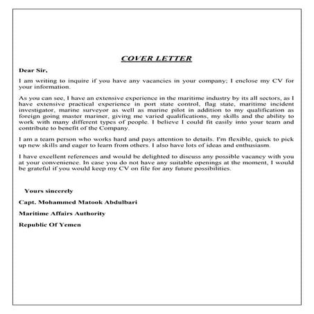MOHAMMED MATOOK COVER LETTER & CV | PDF