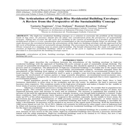 The Articulation of the High-Rise Residential Building Envelope: A ...