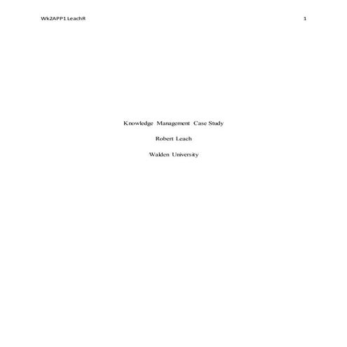 Knowledge Management Case Study | DOCX