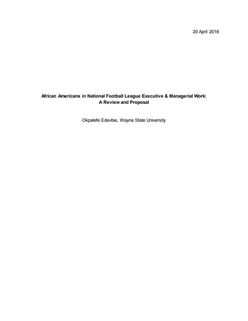 The Organizational Structures of the NFL and Its Relation to Classical ...