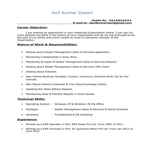 Resume atul kumarsen 18.09.19