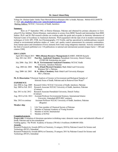 Sree GLP- Analytical CV 2018 | PDF