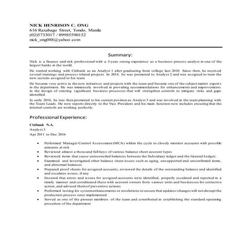 Nick Ong Resume | PDF