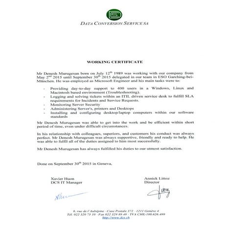 DENESH CERTIFICATE | PDF