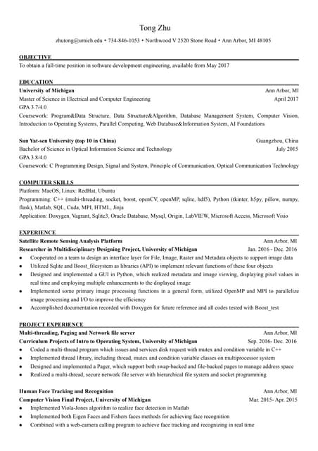 Weitao Wang Resume | PDF