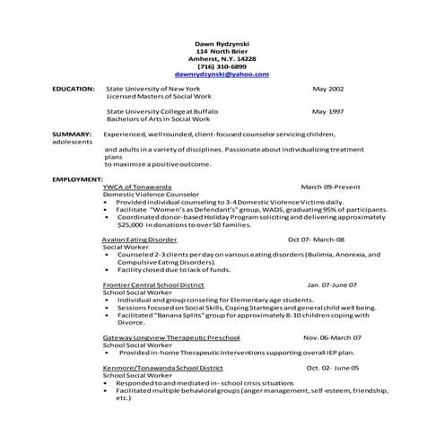 resume dawn 2016 | DOCX