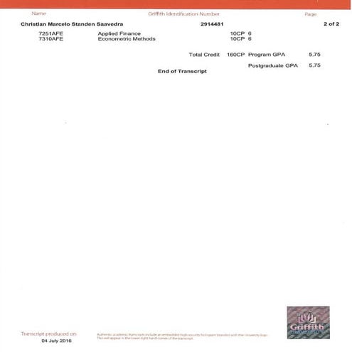 Academic Transcript 2 | PDF