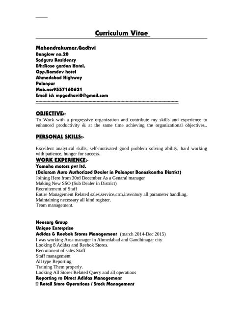 SUMESH-cv | DOCX | Business Accounting & Finance | Business