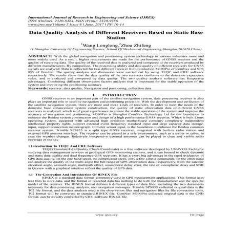 Data Quality Analysis of Different Receivers Based on Static Base ...