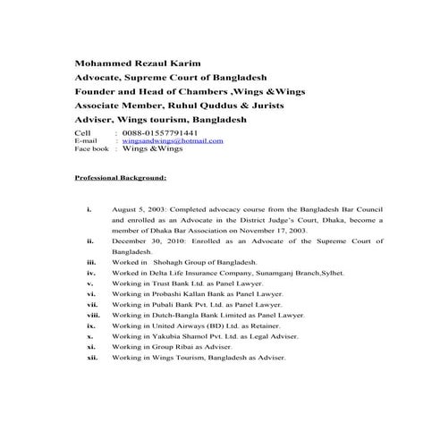 Profile of Mohammed Rezaul Karim | DOC