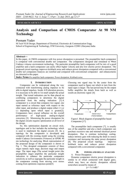 Design of a High Speed, Rail-to-Rail input CMOS comparator | PDF | Computer Peripherals | Computing