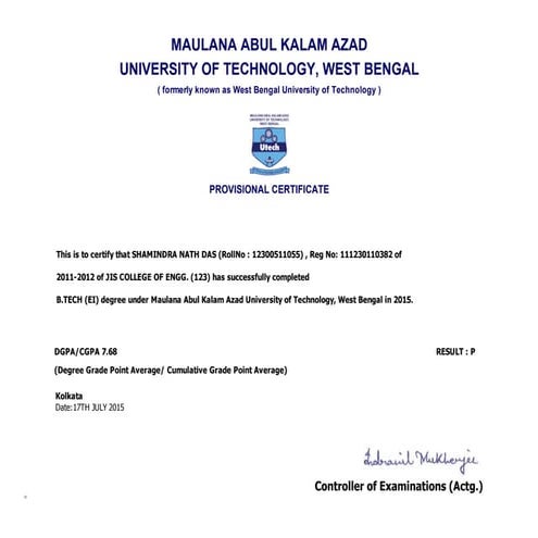 B.Tech certificate | PDF