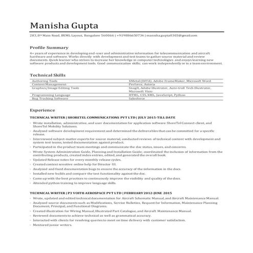 manisha_resume | DOCX | Desktop Publishing | Computer Software and Applications