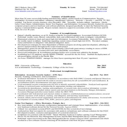 Resume - Timothy Lewis 20160313 | DOCX